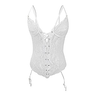 Sexy Lingerie for Women Halter One Piece Lace Bodysuit Teddy Exotic Babydoll Lace Up Sleepwear Chemises for Sex Play
