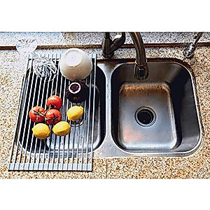 True & Tidy, Multi-Purpose Over The Sink Roll-Up Drying Rack, DR-881, Gray