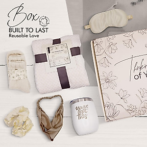 Get Well Soon Gifts for Women, Care Package Gift Feel Better Basket Warm After Surgery Recovery Encouragement Gift Thinking of You Box with Blanket Coffee Wine Tumbler for Women Friends Female