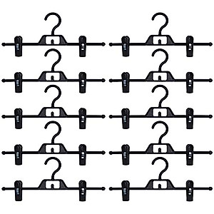 Angoily 10pcs Plastic Heavy Duty Pant Hanger with Adjustable Clips Pants Skirt Clothes Hangers Clips: Space Saving Hangers Non-Slip Durable Pant Hangers for Closet Organizing