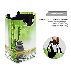 Kigai Collapsible Laundry Basket with Handles Zen Basalt Rocks Large Waterproof Laundry Hamper Clothes Toys Organizer Portable Washing Bin for Nursery Home Decor