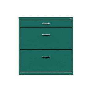 Space Solutions 30" W Metal 3 Drawer Home Office Lateral File Cabinet Teal, Fully Assembled