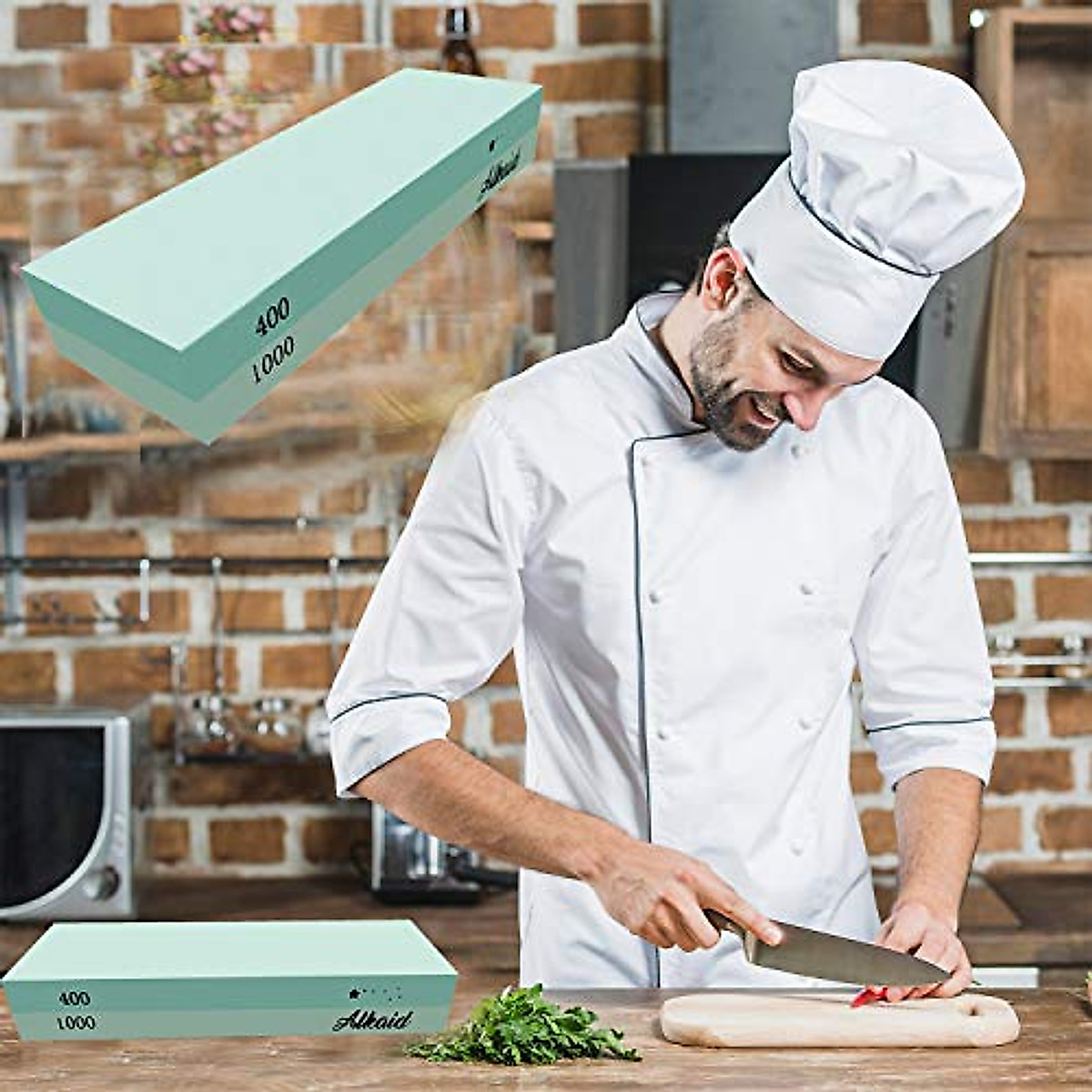 Whetstone Sharpening Stone 400/1000 Grit Kit,Whetstone Knife Sharpener Stone With Non-Slip Base,Chef Wet Stone For Knives,Blades,Waterstone Kitchen Gadgets