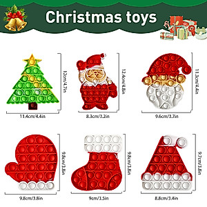 QETRABONE 6 Pcs Christmas Fidget Toy Set, Push Bubble Fidget Sensory Toy for Adult Children, Party Game Decor Gift Xmas Stockings Toys Christmas Decorations Autism ADHD Decompression Toys