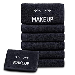 White Classic Bleach Safe Black Makeup Washcloths for Face Cleansing, 12 Pack - Super Soft Luxury Cotton Black Makeup Towels, Highly Absorbent and Quick Dry, All Makeup Remover Cloth | 13 x 13