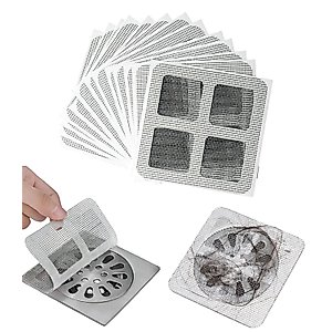 YUERUI Disposable Shower Drain Hair Catcher Mesh Stickers, Disposable Shower Drain Hair Catcher, Drain Mesh Cover, Bathroom, Laundry, Kitchen, Bathtub, Sink, for Human & Pet (50Pcs)