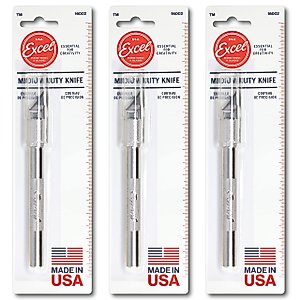 Excel Blades K2 Medium Duty Aluminum Hobby Knife with #24 Blade, Made in the USA, Precision Cutting Tool for Crafting with Cardstock, EVA Foam, Wood, Leather, Craft Knife Bulk Set of 3
