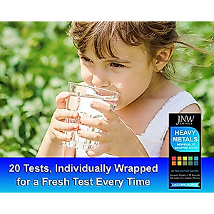 Heavy Metals Water Test Kit - Drinking Water Test Strips with eBook - Quick and Accurate Testing Kits for Drinking Water - Test Iron, Copper, Mercury, and Lead - 20 Test Strips by JNW Direct