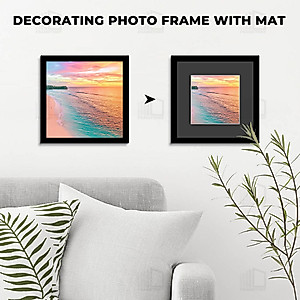 Frametory, 12x12 Black Pre-Cut Picture Mats for 8x8 Photos, Prints, Artworks - White Core Bevel Cut 7.5x7.5 Openings Acid Free Frame Mattes 1.4Mm Thickness - Pack of 12