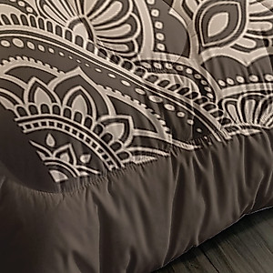 AILONEN Galloping Horse Comforter Set Queen Size, Bohemian Style Brown Running Horse Print Bedding Set,Nature Wildlife Theme Quilt Set for Teens Boys Girls 3Pcs(1 Comforter + 2 Pillowcases)