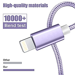 iPhone Charger Cord 4Pack【3FT/6FT/6FT/10FT】MFi Certified Lightning Cable Fast Charging Cord Nylon Braided iPhone Charging Cable Compatible with iPhone13 /12/11 /Pro Max/XR/8/7/6/6s/SE 2020-Multicolor