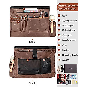 Laptop Tote Bag for Women Teacher Work Office USB Bags Fits 15.6 inches Laptop Lightweight Water Resistant Nylon Tote Bag (Black and Brown Strap)