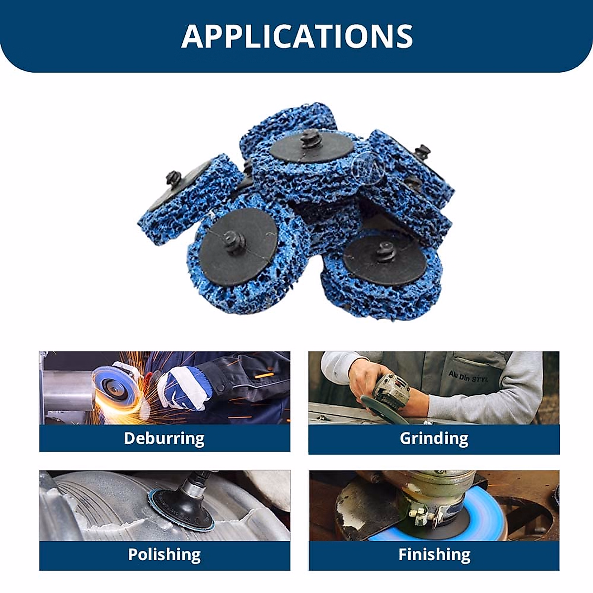 Benchmark Abrasives 2" Quick Change Non Woven Nylon Easy Strip Discs for Sanding Polishing Paint Removal with Male R-Type Backing Use with Die Grinder - (10 Pack)