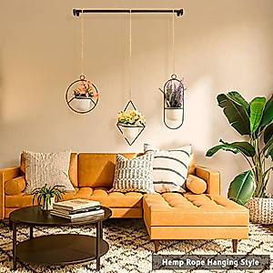 Hanging Planters for Indoor Plants Holder - Window Plant Hanger Indoor with 3 Ceramic Pots Wall Ceiling Home Office Outdoor Herb Garden Decor