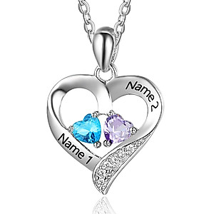 Lam Hub Fong Name Necklace Personalized Gifts for Her Mother Daughter Necklace Birthstone Necklace for Women Custom Necklaces for Women Mother Wife Girlfriend Birthday Gift Ideas