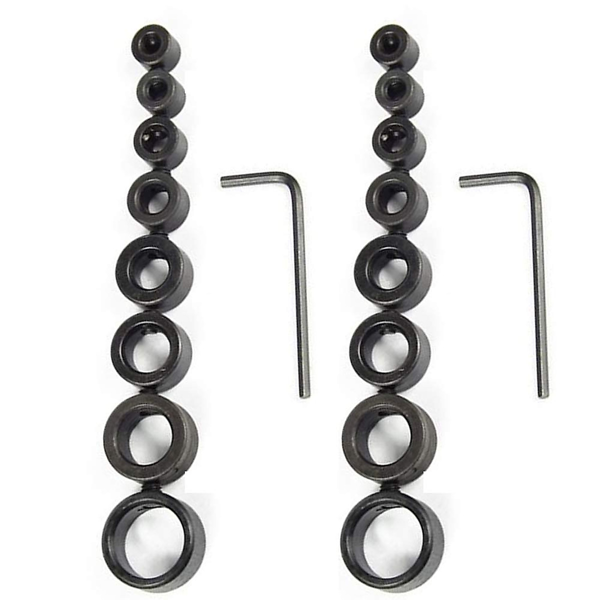 8PCS Drill Depth Stop Collars Limit Ring,1/8,3/16,1/4,5/16,3/8,7/16,1/2,5/8 Drill Depth Stop Collars Ring Dowel Shaft Chuck, Hex Wrench Woodworking for Drill Bits Consistent Drilling