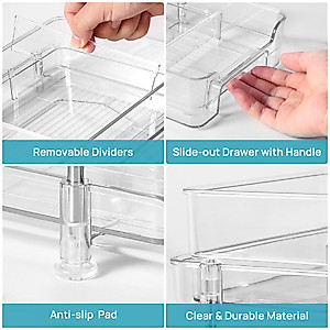 Vtopmart 3 Pack 2 Tier Bathroom Under Sink Organizers and Storage, Clear Kitchen Pantry Organization, Pull Out Medicine Cabinet Organizer with Movable Dividers