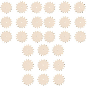 Homoyoyo 30 Pcs DIY Wood Craft Wood Cutouts Wooden Chips Wood Embellishment Unfinished Wood Ornaments Wooden Steampunk Gears Wood Slice Wood Circles for Crafts Wood Grain Wood Crafts Bamboo