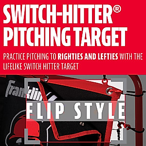 Franklin Sports Baseball Pitching Target and Rebounder Net - 2-in-1 Switch Hitter Pitch Trainer + Pitchback Net - Pitching Target with Hitter + Strikezone, Red