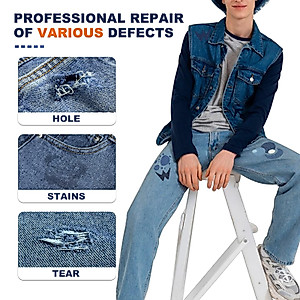 Azobur Iron on Patches for Clothing Repair, 8 Pcs Jean Patches for Inside and Outside, Sew on Iron on Denim Patches for Jeans Kits 5"x 8"（Eight Colors）