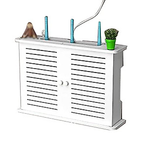 Jaquiain Wireless WiFi Router Storage Boxes Wooden Box Cable Wire Bracket Wall Plug Board Storage Shelf S