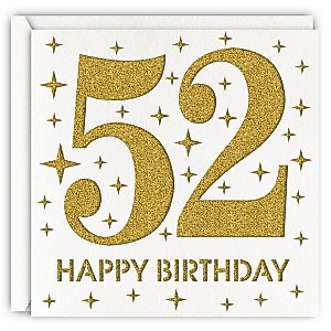MAGJUCHE Gold 52nd Birthday Card, Laser Cut Glitter Woman Man Age 52 Gift For Mother, Father, Sister