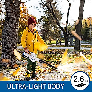 NINOUKO Leaf Blower, 150MPH Leaf Blower Cordless with 4000mA Battery & Charger, 20V Electric Leaf Blower for Lawn Care, Battery Powered Leaf Blower for Yard / Patio