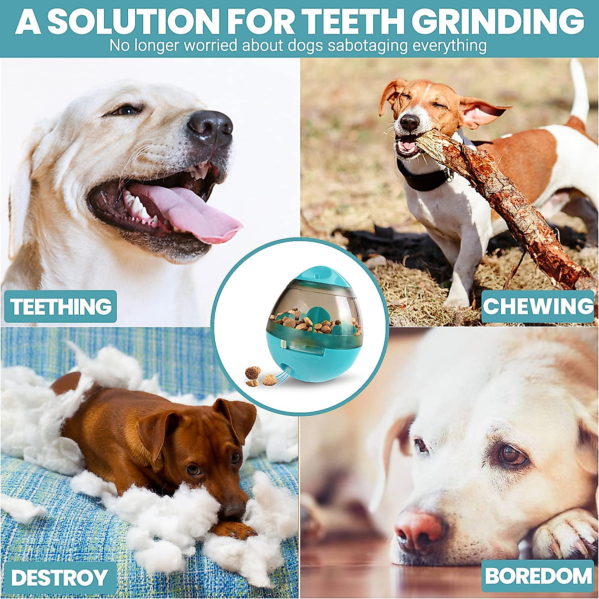 JZXOIVA Dog Treat Ball, Adjustable Dog Treat Dog Ball Dispensing Dog Toys, Interactive Food Puzzles Ball for Dogs, Pet Slow Feeder Ball