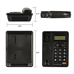 Upgraded Telephone Corded Phone Dual Interface Wired Telephone Big Button Landline Phones with Caller ID Suitable for Office,Front Desk,Home,Hotel,Seniors,House Corded Landline Desktop (Black 1)