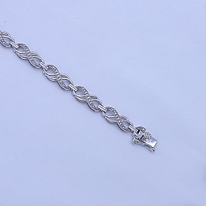 1/10 Carat Round Cut Natural White Diamond Double Infinity Loop Bracelet for Women in 14K White Gold Over Sterling Silver, Size- 7.00 (Clarity : I2-I3, Color : I-J, 0.10 Cttw) 7.00Inch