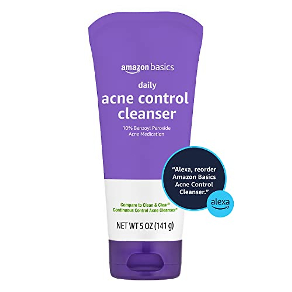Amazon Basics Daily Acne Control Cleanser, Maximum Strength 10% Benzoyl Peroxide Acne Medication, 5 Fluid Ounces, Pack of 1