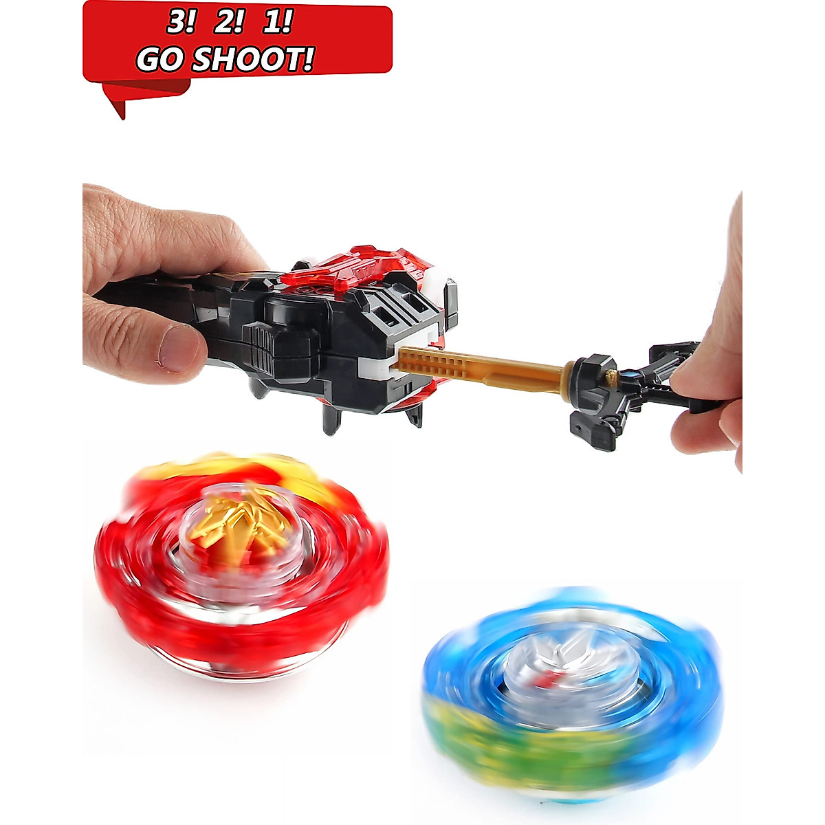 Desamvap Bey Battling Tops Burst Power Custom Sword Launcher, Bey Launcher LR Left Right Spin DB Layer System B-200 Xiphoid Xcalibur Compatible with All Bey Burst Series (Black)