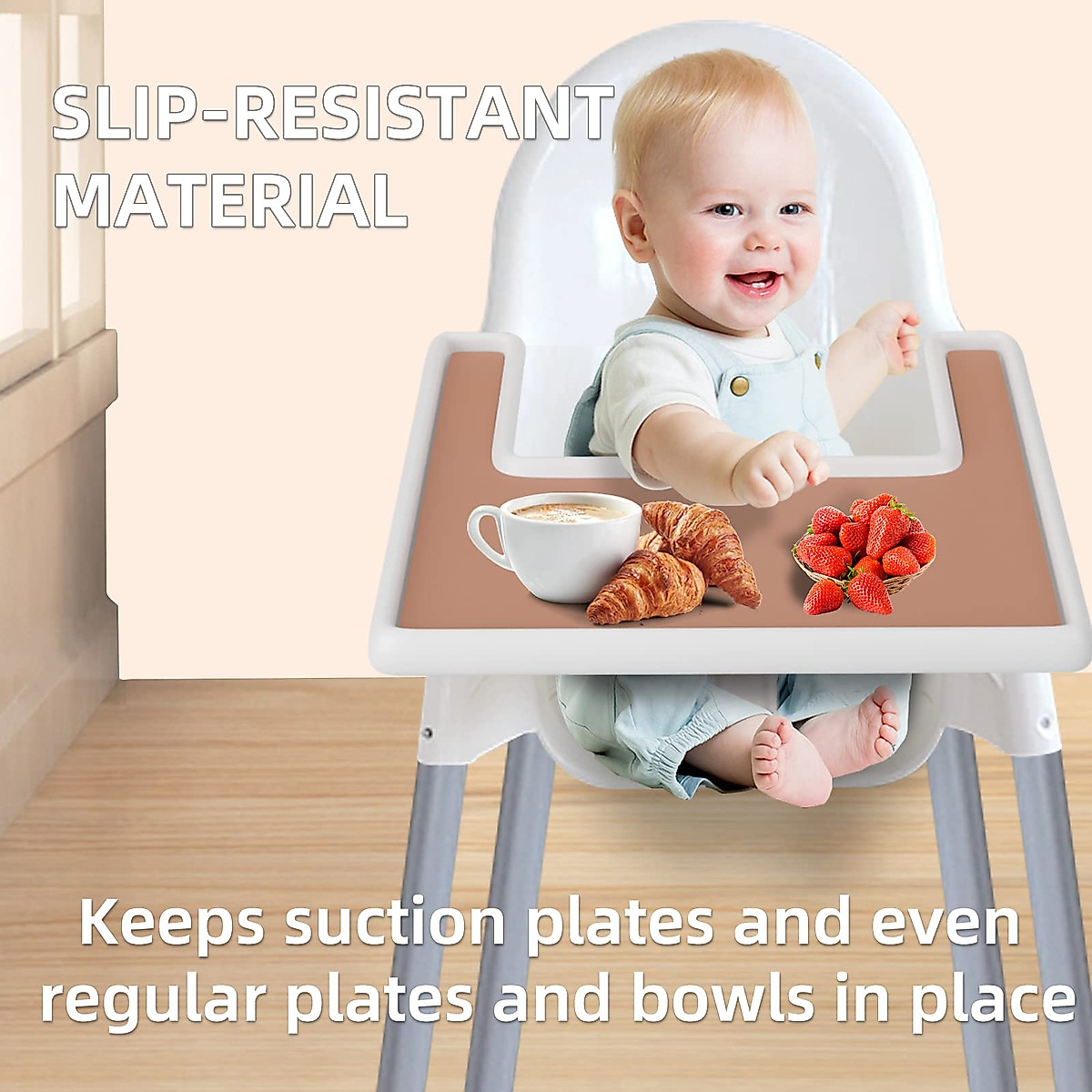 LuQiBabe (2-Pack, Red & Green) High Chair Placemat Compatible with IKEA Antilop Baby High Chair Food-Grade Silicone Placemat for IKEA Antilop Accessories High Chair Placemat for Babies, Toddlers