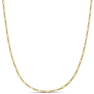 Amazon Essentials 14K Gold Plated Fine Figaro Chain 18", Yellow Gold