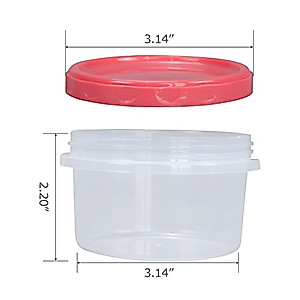 Jucaifu 8 Ounce reuseable small plastic freezer storage container jars with screw lid for food snacks lunch(8Pcs, Red)