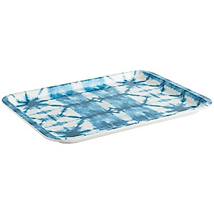 C.R. Gibson Americana Tie Dye Reusable Serving Tray Melamine Platter, 10" W x 14" L, Blue