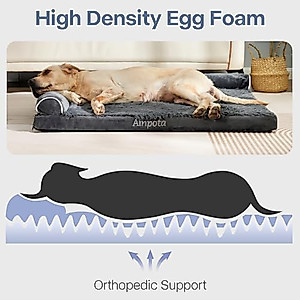 Ainpota Dog Bed Orthopedic Dog Beds for Large Dogs Plush L-Shaped Dog Couch with Removable Washable Cover, Eggs Crate Foam Pet Bed with Waterproof Lining, Dog Sofa for Giant Dog Up to 55lb