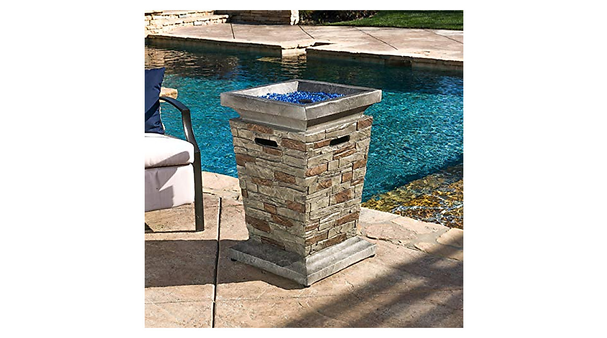 Natural Stone Fire Column - 40,000 BTU | Christopher Knight
