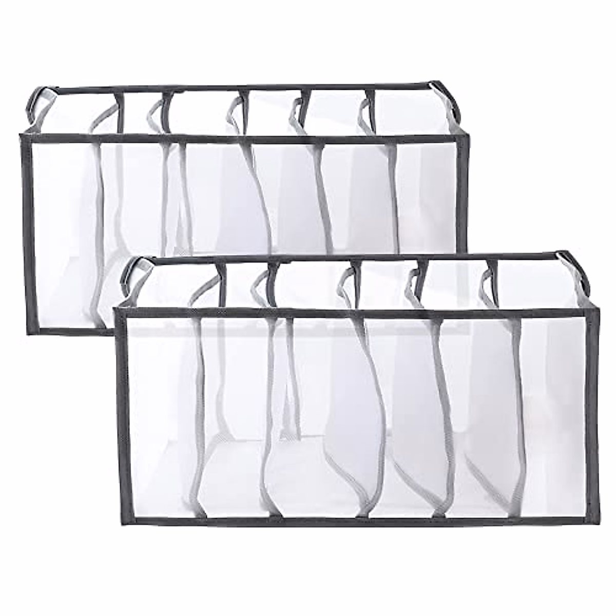 Jean Organizer for Closet - 2 Pack Wardrobe Clothes Organizer 7 Grids, Closet Organizers and Storage for Clothes, Clothes Organizer for Folded Clothes, Jeans, Sweater, Dresses, T-shirts (Grey)