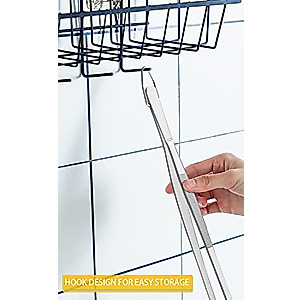 JETKONG Extra Long Kitchen Tweezers Heavy Duty Stainless Steel Cooking Tweezers, Set of 3 (9 12 14 Inch, Silver)