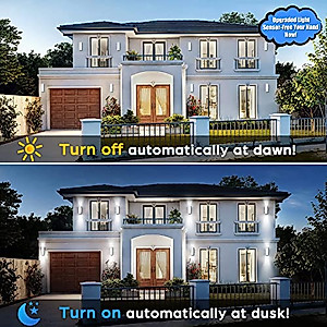 2-Pack White Outdoor Wall Sconces Dusk to Dawn, Up Down Modern Exterior Light Fixtures for House, Outside Wall Lights for Porch Garage Patio Front Door Hallway, Weather-Proof Aluminum Finish