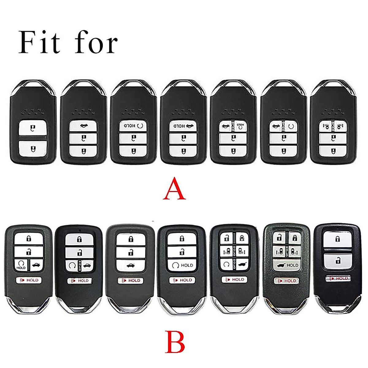 ontto for Honda Key Fob Cover Case Jacket Stylish Key Holder Sleek Metal Shell with Leather Keychain Compatible with Honda Accord Civic CR-V CRV Black