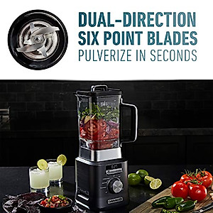 Calphalon Auto-Speed 68 Oz Blender with Blend-N-Go Smoothie Cup and BPA-free Tritan Jar | 1100-Watt Base, Dark Stainless Steel