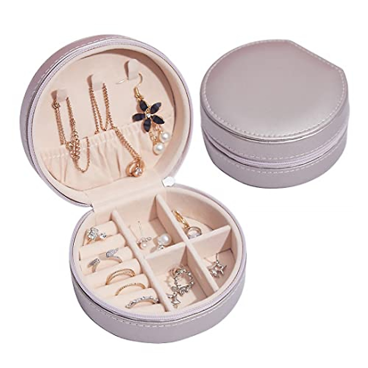 MILEVO Jewelry Organizer,PU Travel Jewelry Box Storage Case Necklace Earrings Rings Portable Jewelry Organizer Display Storage Case Organizer for Women Girls