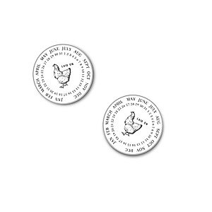 Laid On Date Stickers | 50 Pack | 2" Round Stickers | Farm Fresh Stickers, Egg Carton Stickers, Date Stickers for Fresh Eggs | White and Black with Chicken Design