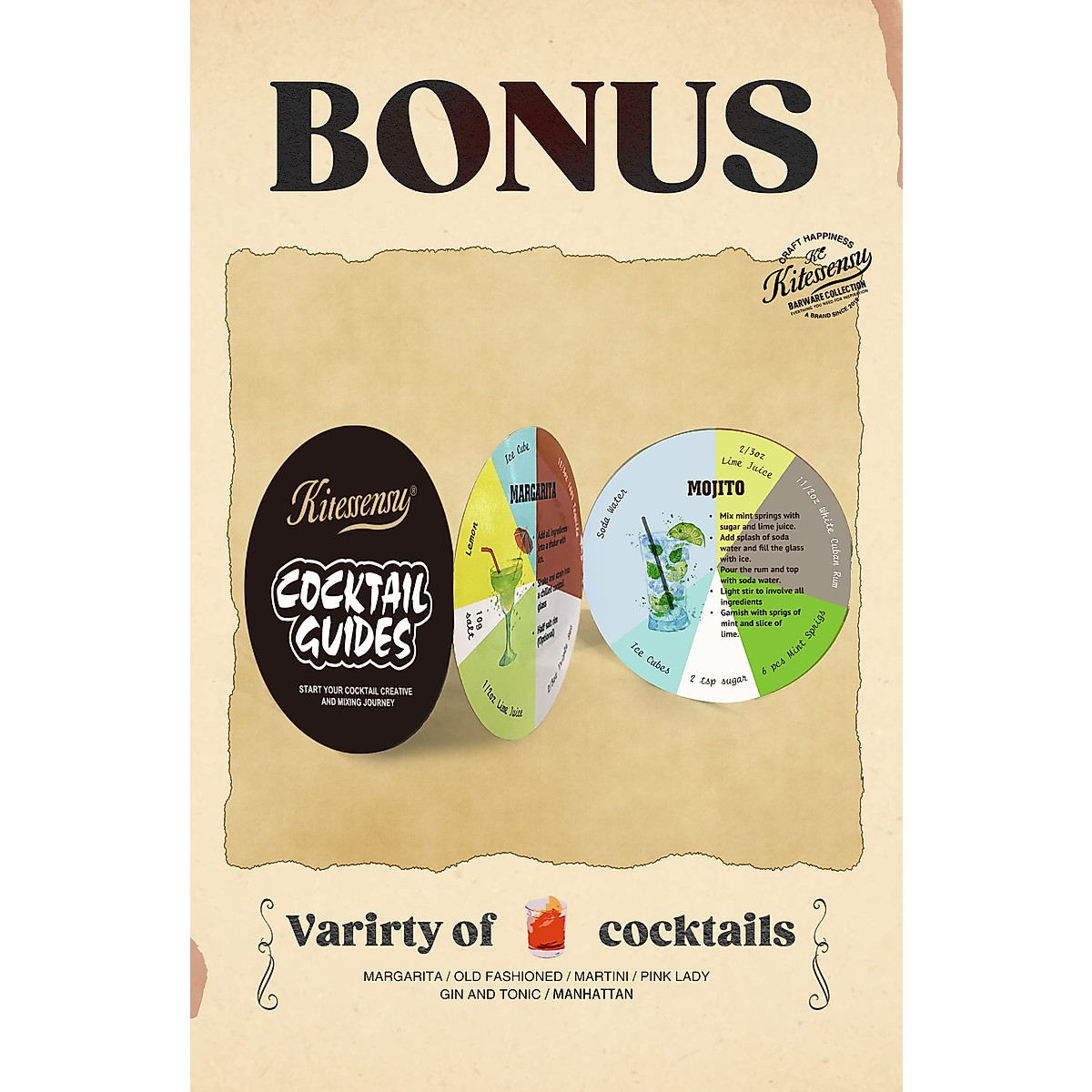 KITESSENSU Black Cocktail Shaker Set Drink Mixer | 10-Piece Bartender Kit: 24 Ounce Margarita Shaker, Double Jigger, Muddler, 4 Liquor Pourers, Alcohol Mixer Spoon, Velvet Bag, Recipes Booklet