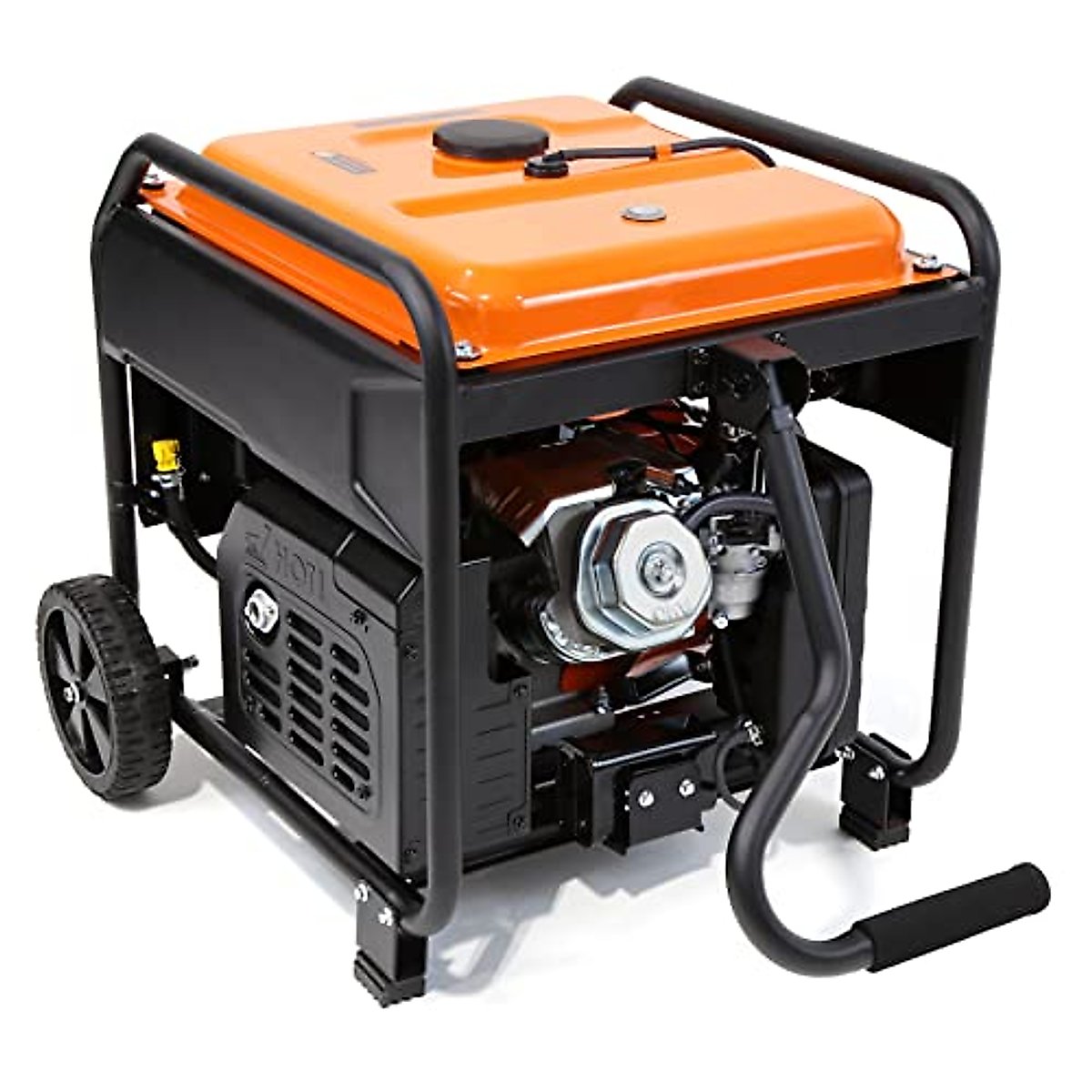 WEN GN625iX 6250-Watt RV and Transfer-Switch-Ready 120V/240V Open Frame Inverter Generator with CO Shutdown Sensor and Wheel Kit, Black/Orange