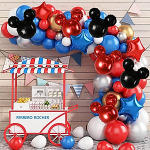 joaoxoko Mouse Party Balloons,6 Pcs Punch Balloons For Baby Shower, Minnie Party,Girls Party Kids Birthday Theme Party Decoration Supplies,24" Black Red Aluminum Foil Balloons (6pcs)