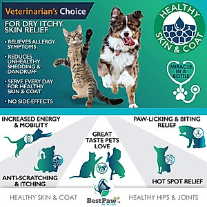 Best Paw Nutrition - Pure Omega Fish Oil for Dogs, Cats & Ferrets - Liquid Supplement for Joint Pain Relief - Soft Skin & Shiny Coat - Omega 3 Fish Oil Pets Love - 16oz