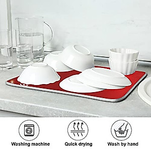 xigua Christmas Snowflakes Dish Drying Mat for Kitchen Counter,Texture Ultra Absorbent Reversible Microfiber Dishes Drying Rack Pad Heat-resistant Mats 16x18in